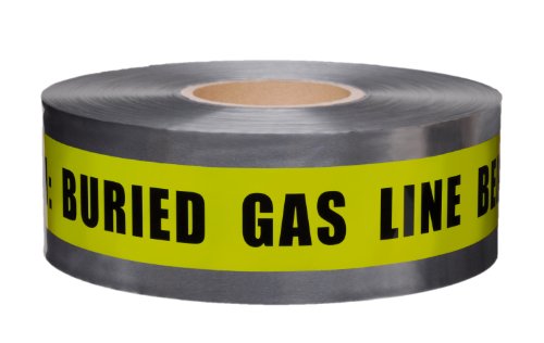 Swanson Tool Co DETY31005 3 inch by 1000 Foot 5 MIL Detectable Safety Tape"Caution Buried Gas Line Below" Yellow with Black Print