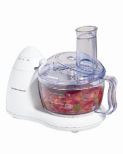 hamilton beach compact 8-cup food processor & vegetable chopper for chopping, shredding, slicing, mixing and mincing, white (70450)