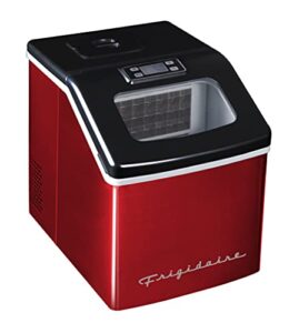 frigidaire efic452-ssred xl maker, makes 40 lbs. of clear square ice cubes a day, stainless, red steel