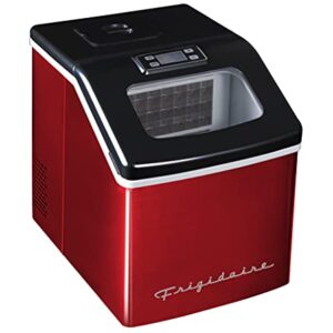 Frigidaire EFIC452-SSRED XL Maker, Makes 40 Lbs. of Clear Square Ice Cubes A Day, Stainless, Red Steel