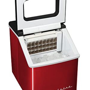 Frigidaire EFIC452-SSRED XL Maker, Makes 40 Lbs. of Clear Square Ice Cubes A Day, Stainless, Red Steel