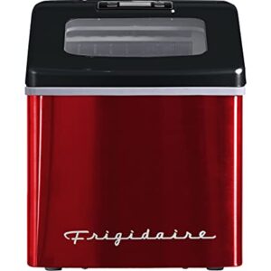 Frigidaire EFIC452-SSRED XL Maker, Makes 40 Lbs. of Clear Square Ice Cubes A Day, Stainless, Red Steel