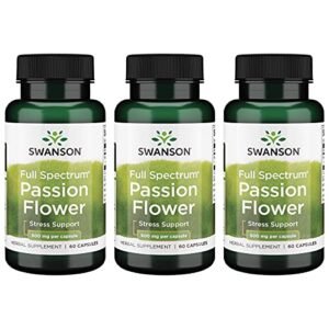 swanson full-spectrum passion flower stress support 500 milligrams 60 capsules (3 pack)