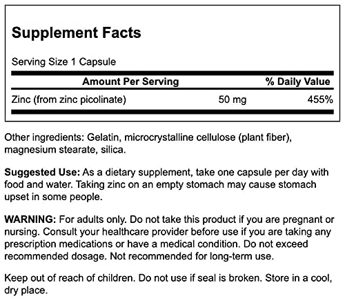 Swanson Extra Strength Zinc Picolinate - Body Preferred Form 50 mg 60 Caps 4 Pack