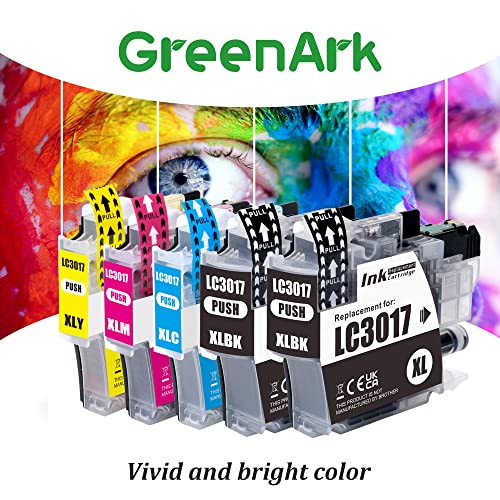 GreenArk Compatible Ink Cartridges Replacement for Brother LC3017XL LC-3017XL (BK/C/M/Y) High Yield Color Ink 5-Pack Work with Brother MFC-J6930DW MFC-J5330DW MFC-J6530DW MFC-J6730DW Printers