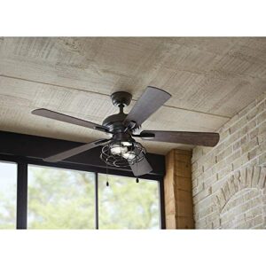 Home Decorators Collection Ellard 52 in. LED Matte Black Indoor Ceiling Fan with Lights