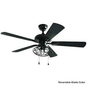 Home Decorators Collection Ellard 52 in. LED Matte Black Indoor Ceiling Fan with Lights