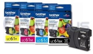 4 genuine oem brother lc61 ink cartridges / 1 full set