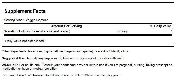 Swanson Full Spectrum Sceletium Tortuosum 50 Milligrams 60 Veg Capsules