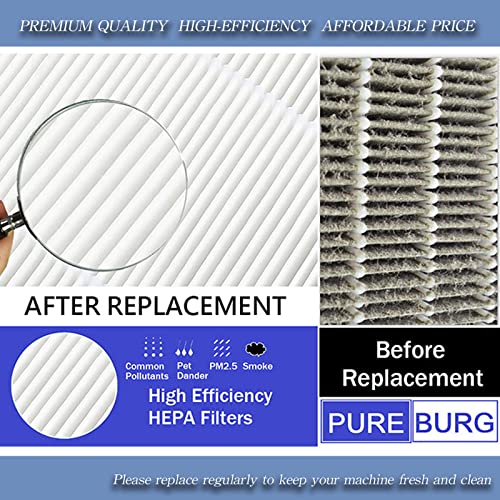 PUREBURG 2-Pack Replacement HEPA Filters Compatible with Hamilton Beach TrueAir Compact Pet Air Purifiers 04383 04384 04385 04386, Part # 990051000