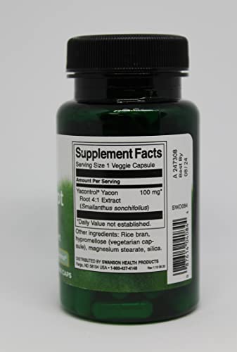 Swanson Yacontrol Yacon Root Extract 4:1 100 Milligrams 90 Veg Capsules (4 Pack)