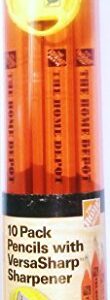 Home Depot Marking Pencil with VersaSharp Sharpener, 10 Pack - 100% Wood FSC C006583 - Made in USA