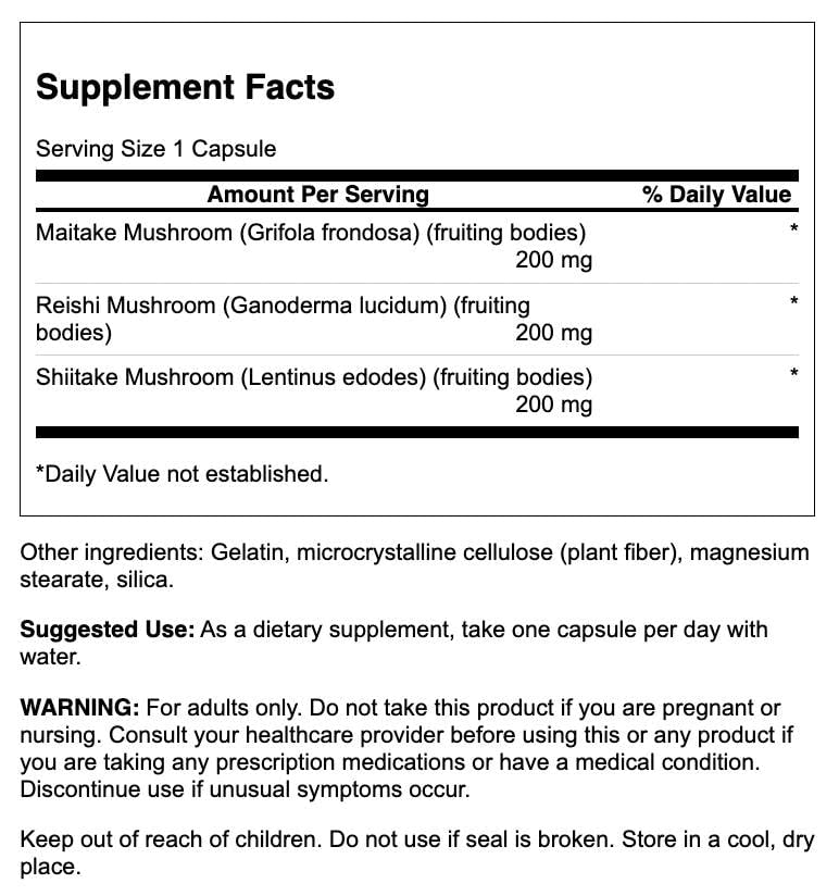 Swanson Mood Shrooms - 3-in-1 Formula 60 Caps