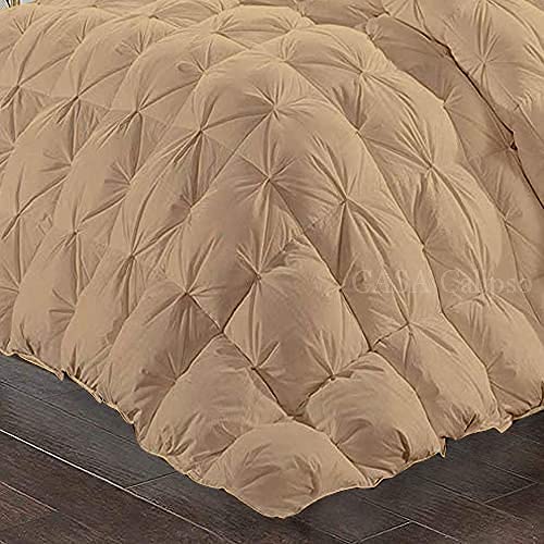 1 Pc Pinch Pleated Comforter with 2 Pillow Shams 100% Cotton 400 GSM Ultra Soft, Fluffy, Lightweight Comforter for All Season Twin/Twin XL Size Taupe 3 PC-Pinch Pleat Comforter Set