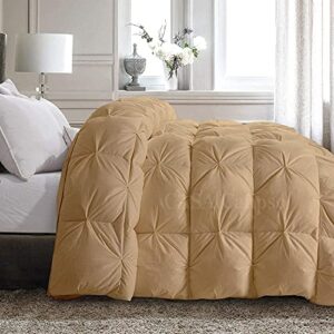 1 Pc Pinch Pleated Comforter with 2 Pillow Shams 100% Cotton 400 GSM Ultra Soft, Fluffy, Lightweight Comforter for All Season Twin/Twin XL Size Taupe 3 PC-Pinch Pleat Comforter Set