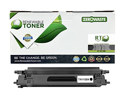 Renewable Toner Compatible Toner Cartridge Replacement for Brother TN-115BK TN115 Printers DCP-9040CN 9045CDN HL-4040CDN 4040CN 4070CDW MFC-9440CN MFC-9450CDN 9840CDW (Black)