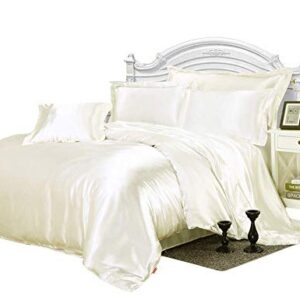 Cotton Home Depot Luxury 3-Piece Satin Lightweight Solid Comforter Set with 2 Pillow Shams 3-Piece Set Hotel Quality Bedding Set Ivory Short Queenn