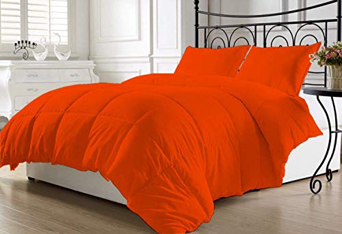 Cotton Home Depot All Season Luxury 600 Thread Count 1 Piece Down Alternative Comforter, Hotel Quality 400 GSM Full Light Weight 100% Egyptian Cotton (King Size, Orange Solid)