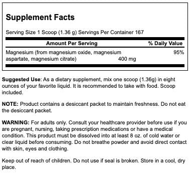 Swanson Triple Magnesium Complex Powder 400 mg 8 oz Pwdr