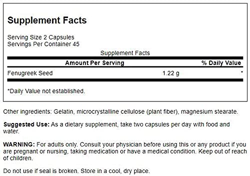 Swanson Full Specturm Fenugreek Seed (610 Milligrams 90 Capsules) 2 Pack