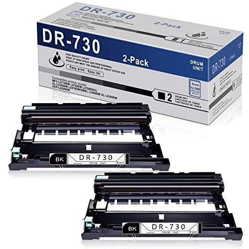 VIT 2 Pack Black DR-730 DR730 Compatible High Yield Drum Unit Replacement for Brother DCP-L2550DW MFC-L2710DW L2750DW L2750DWXL HL-L2350DW L2370DWDWXL L2395DW L2390DW Printer Drum Unit