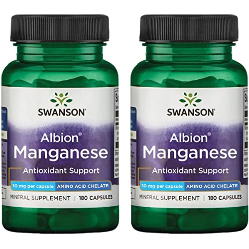 Swanson Albion Chelated Manganese 10 Milligrams 180 Capsules (2 Pack)