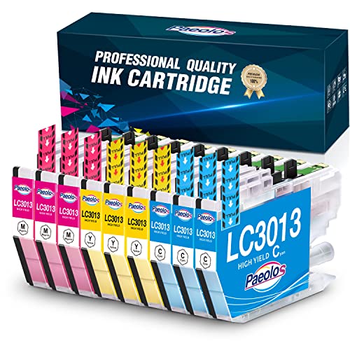 Paeolos Compatible lc3013 Ink cartridges bk/c/m/y Replacements for LC3013 LC3011 for Brother MFC-J491DW MFC-J497DW MFC-J895DW MFC-J690DW Printers, 9 Packs (3 Cyan, 3 Magenta, 3 Yellow)