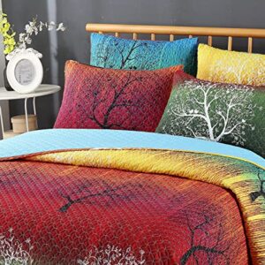 Swanson Beddings Rainbow Tree 5 Piece Bedspread Coverlet Quilt Set: Quilt and 4 Pillow Shams (King)