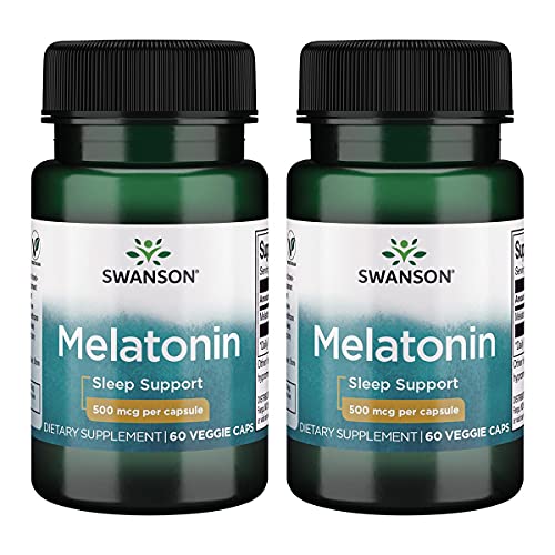 Swanson Melatonin 500 mcg 60 Veg Capsules (2 Pack)