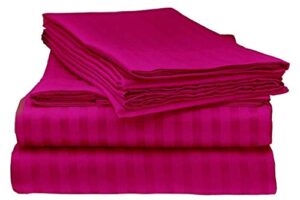 cotton home depot king striped sheet set – hotel luxury bedding sheets set – extra soft bed sheets – deep pocket up to 10″ – wrinkle, fade, stain resistant – 4 piece ( king , hot pink )