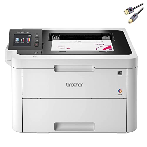 Brother L-3270CDW Series Compact Digital Color Laser Printer I Mobile Printing I NFC I Auto 2-Sided Printing I 2.7" Color Touchscreen I Up to 25 PPM I Up to 50-Sheet Tray Capacity + Printer Cable