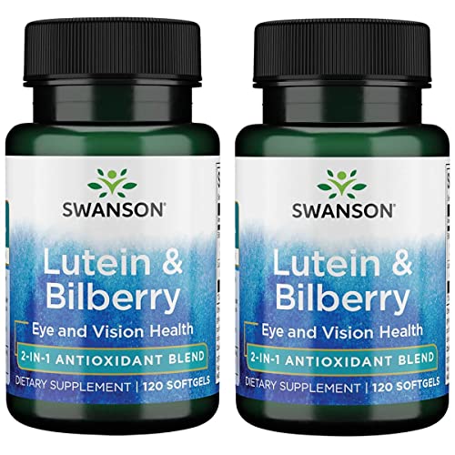 Swanson Standardized Lutein & Bilberry - Natural Supplement Promoting Eye Sight & Eye Health - Formula to Help Reduce Eye Fatigue & Strain - (120 Softgels) 2 Pack