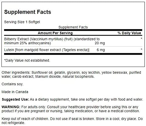 Swanson Standardized Lutein & Bilberry - Natural Supplement Promoting Eye Sight & Eye Health - Formula to Help Reduce Eye Fatigue & Strain - (120 Softgels) 2 Pack