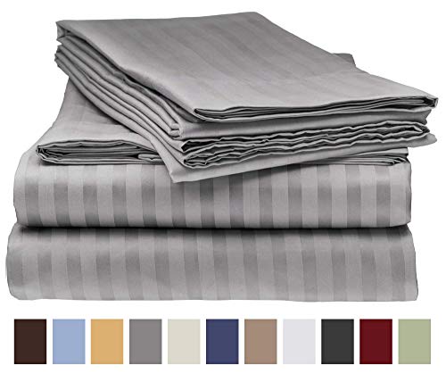 Cotton Home Depot King Collection Bed Sheet Set 16 Inch Deep Pocket 4-Piece Bedding Set - Wrinkle, Stain, Fade Resistant - Grey