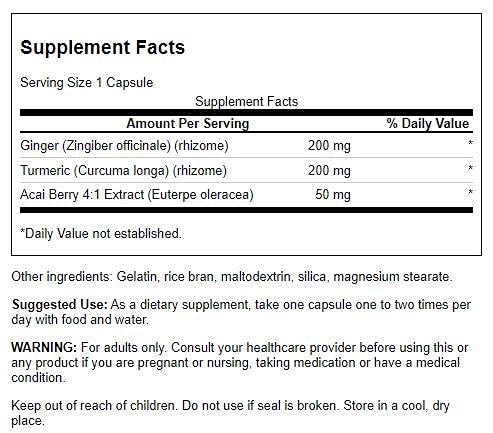 Swanson Full Spectrum Turmeric Acai & Ginger 60 Capsules (2 Pack)