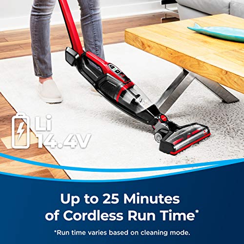 BISSELL, 3079 Featherweight Cordless XRT 14.4V Stick Vacuum, Black, Red