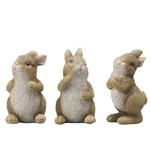 newman house studio easter-decorations bunny-figurines spring-decor table ornaments – 3pc home decorations resin white rabbits decor tabletop centerpiece for home farmhouse indoor or outdoor 3 h inch