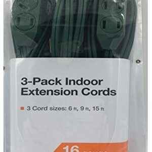 Home Depot 6/9/15 foot 16/2 Indoor Extension Cord (3-Pack) Green