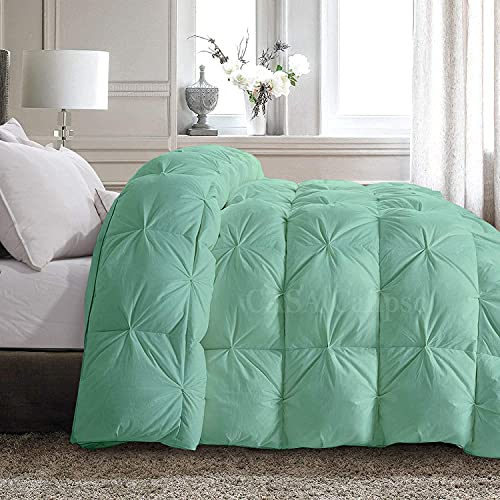 1 Pc Pinch Pleated Comforter with 4 Pillow Shams 100% Cotton 400 GSM Ultra Soft, Fluffy, Lightweight Comforter for All Season Twin / Twin XL Size Aqua 5 PC-Pinch Pleat Comforter Set