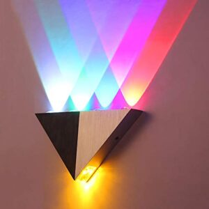 lemonbest modern triangle 5w led wall sconce light fixture indoor hallway up down wall lamp spot light aluminum decorative lighting for theater studio restaurant hotel (hardwired)