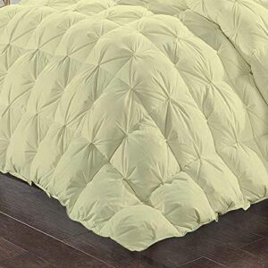 Fluffy Down Alternative 1000 Series 3 Piece Ivory Pinch Pleated Bedding Comforter Set ( Comforter + 2 Pillow Cases ) 500 GSM Egyptian Cotton King