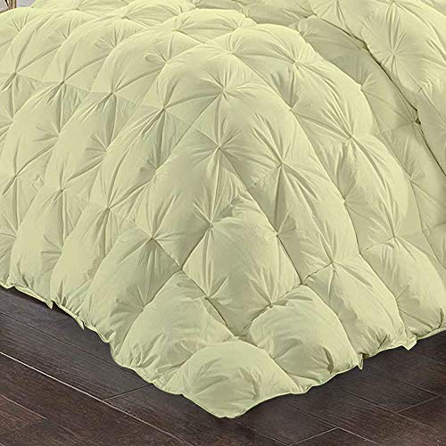 Fluffy Down Alternative 1000 Series 3 Piece Ivory Pinch Pleated Bedding Comforter Set ( Comforter + 2 Pillow Cases ) 500 GSM Egyptian Cotton King