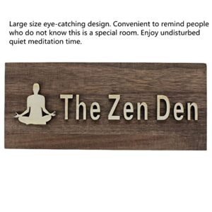 FIREFLYWEB The Zen Den signs Room Decor Meditation in Progress Wall Hanging Sign with Hooks Inspirational Wooden Door Plaque for Yoga Studio Bedroom Decoration (Brown)