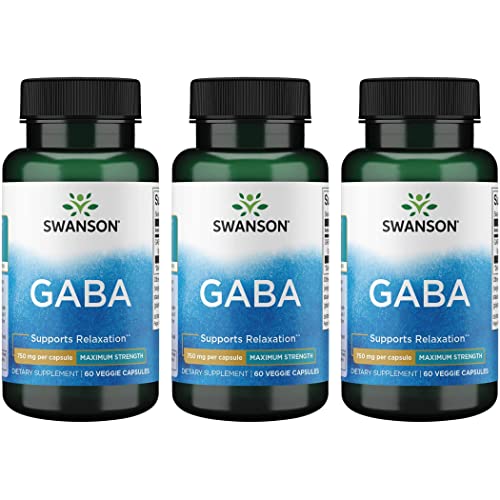 Swanson Amino Acid Maximum Strength GABA 750 Milligrams 60 Veg Capsules (3 Pack)