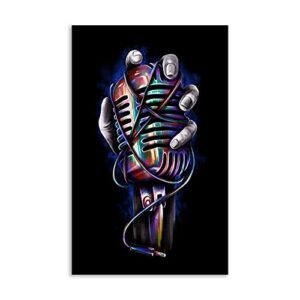 xdtiopimy music poster colorful microphone poster wall art decor poster canvas painting for living room bedroom college dorm gift unframed 16×24 inchs