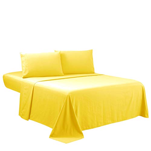 California King Size Sheet Set - 6 Piece 21 Inches Deep Pocket 1000 Thread Count Bed Sheet Set for California King Bed Double Brushed Cotton Yellow Bedding Sheets & Pillowcases