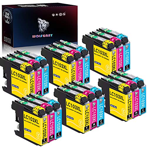 Wolfgray LC103 XL Ink Cartridges Compatible for Brother LC103XL LC103 103 Ink MFC J870DW J450DW J470DW J650DW J6720DW J4410DW J4510DW J4710DW J4310DW J285DW 475DW (18 Color, 6C+6M+6Y)