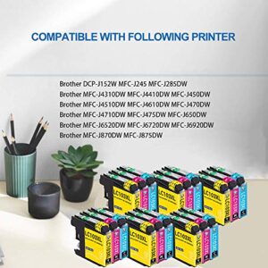 Wolfgray LC103 XL Ink Cartridges Compatible for Brother LC103XL LC103 103 Ink MFC J870DW J450DW J470DW J650DW J6720DW J4410DW J4510DW J4710DW J4310DW J285DW 475DW (18 Color, 6C+6M+6Y)