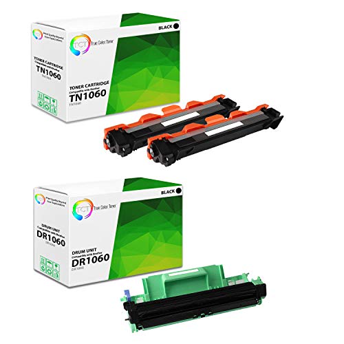 TCT Premium Compatible Toner Cartridge and Drum Unit Replacement for Brother TN1060 DR1060 Works with Brother HL-1110 1212W, MFC-1810 1910W, DCP-1510R 1612W Printers (2 TN-1060, 1 DR-1060) - 3 Pack