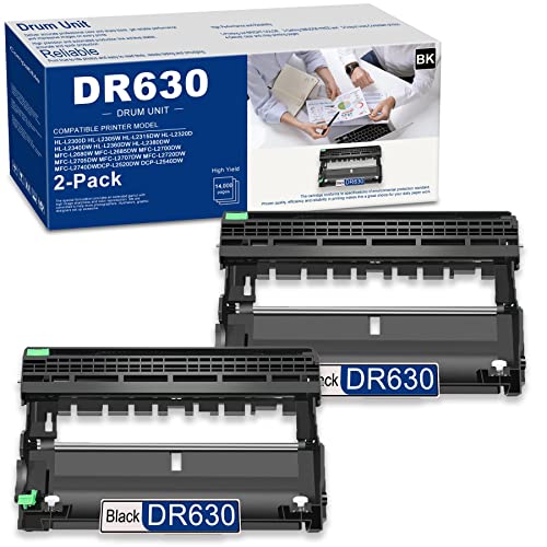 2-Pack DR630 Drum Unit Replacement for Brother DR-630 Drum Imaging MFC-L2680W DCP-L2520DW HL-L2300D L2315DW Printer,(DR-660 Drum Cartridge,14,000 Pages/Drum Cartridge)